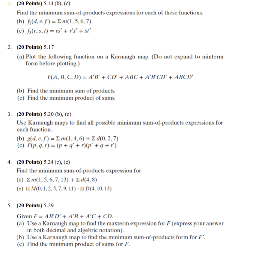 Solved 1. (20 Points) 5.14 (b), (c) Find the minimum | Chegg.com