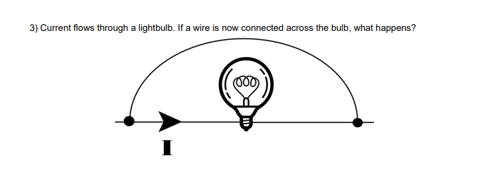 Solved 3) Current flows through a lightbulb. If a wire is | Chegg.com