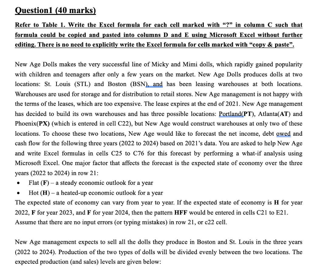 Solved Question1 (40 marks) Refer to Table 1. Write the | Chegg.com