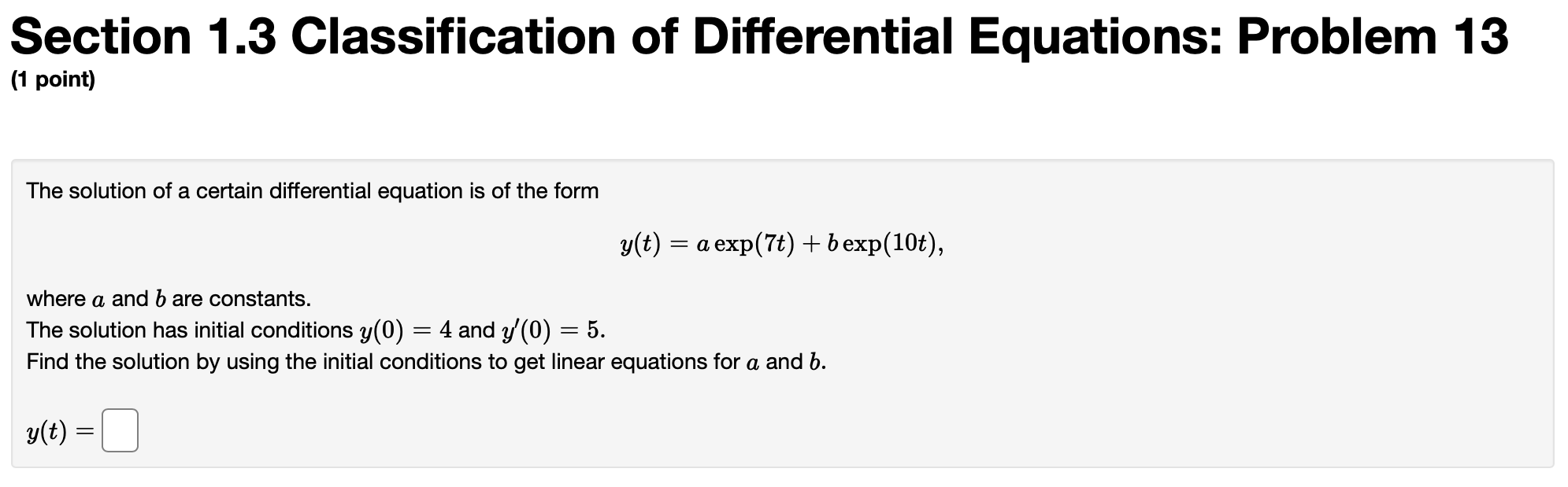 Solved Section 1.3 Classification of Differential Equations: | Chegg.com