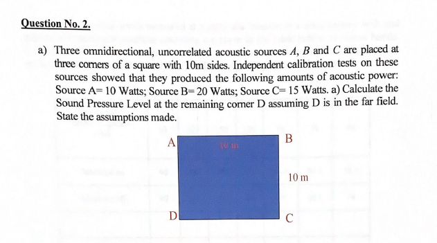 Solved Three omnidirectional, uncorrelated acoustic sources | Chegg.com