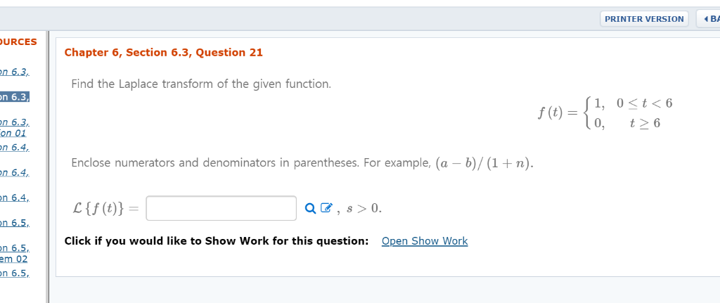 Solved PRINTER VERSION B URCES Chapter 6, Section 6.3, | Chegg.com