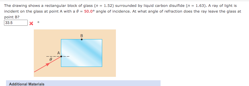 Solved The drawing shows a rectangular block of glass (n = | Chegg.com