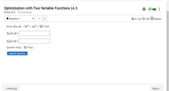 Solved Optimization With Two Variable Functions 43 Score 