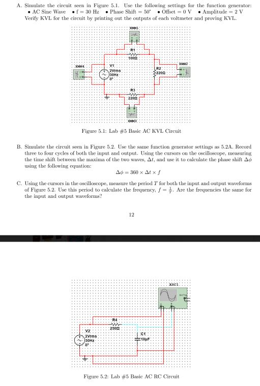 Solved A. Simulate the circuit seen in Figure 5.1. Use the | Chegg.com