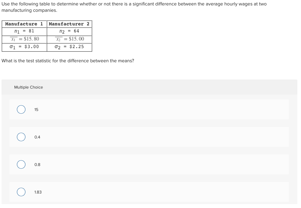 Solved Use the following table to determine whether or not | Chegg.com