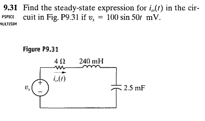 Solved 9.31 Find the steady-state expression for io(t) in | Chegg.com