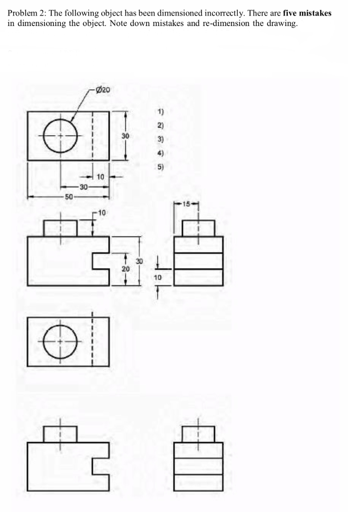 Solved Problem 2: The following object has been dimensioned | Chegg.com