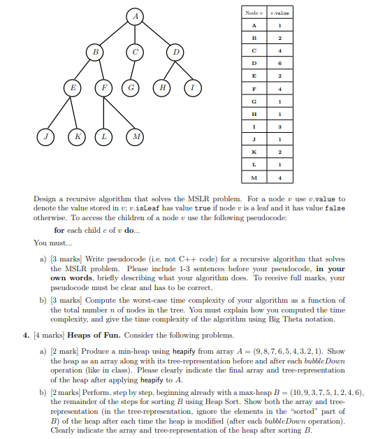 3. [6 marks] Max-Sum Root-To-Leaf Path. A | Chegg.com
