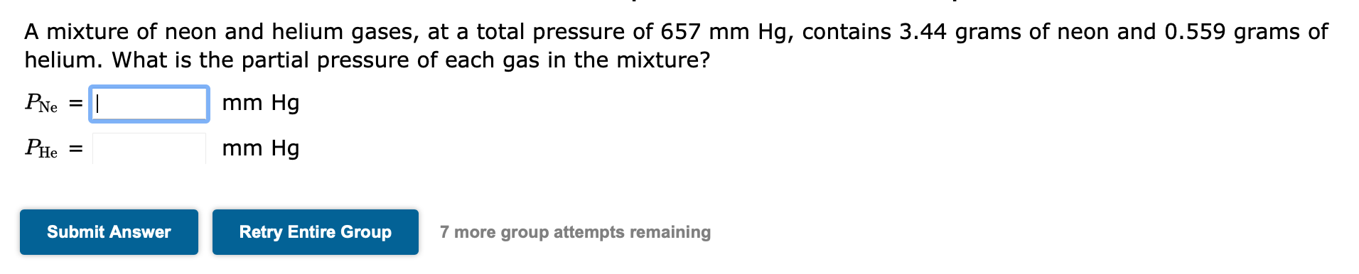 Solved A mixture of neon and helium gases, at a total | Chegg.com