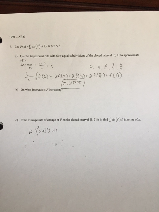 Solved Let F(x) = integral^x_3 sin (r^2) dt for 0 | Chegg.com