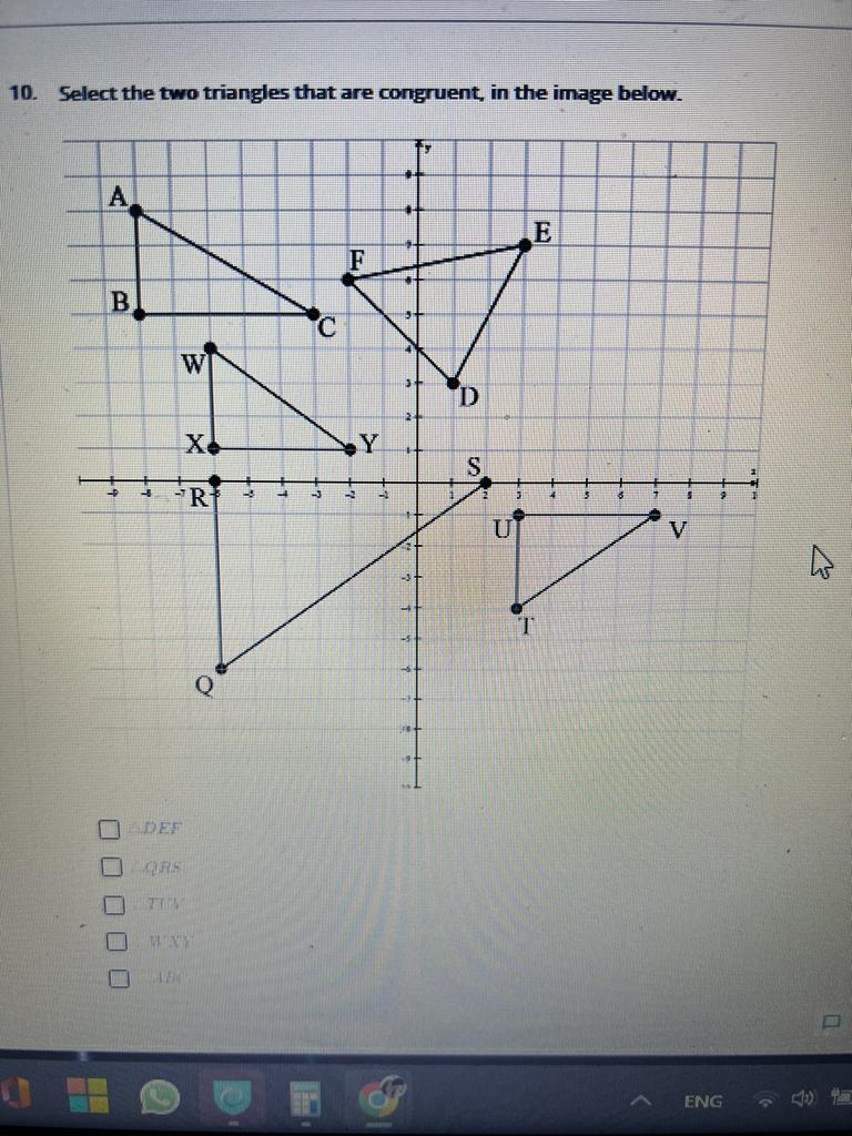 Solved 10. Select the two triangles that are congruent, in | Chegg.com