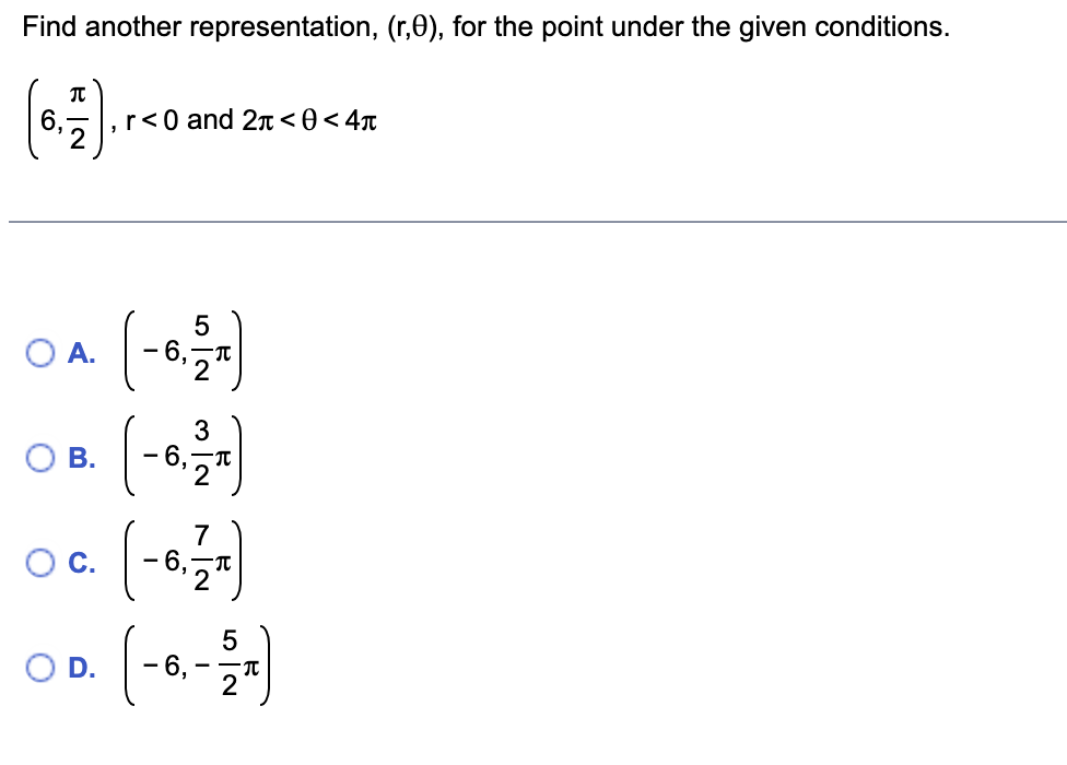 Solved Find another representation, (r,0), for the point | Chegg.com
