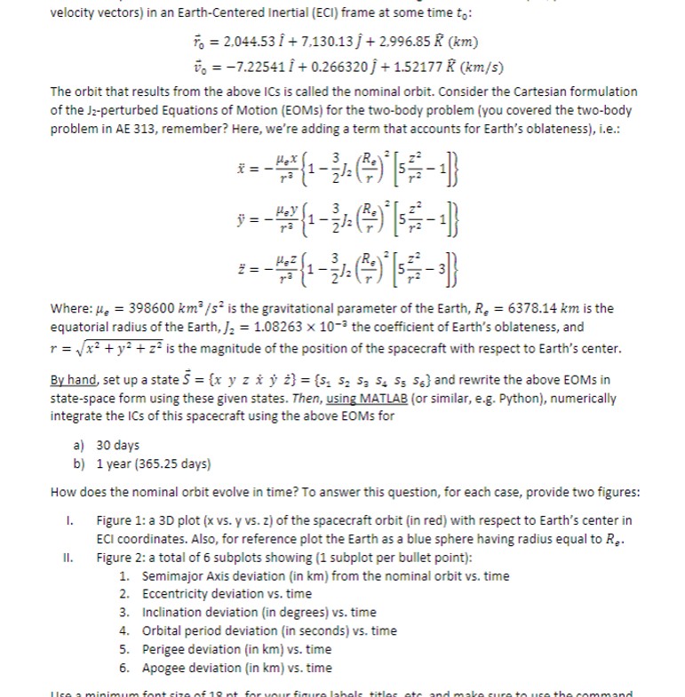 Solved velocity vectors) ﻿in an Earth-Centered Inertial ( | Chegg.com