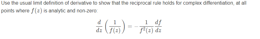 Solved Use the usual limit definition of derivative to show | Chegg.com