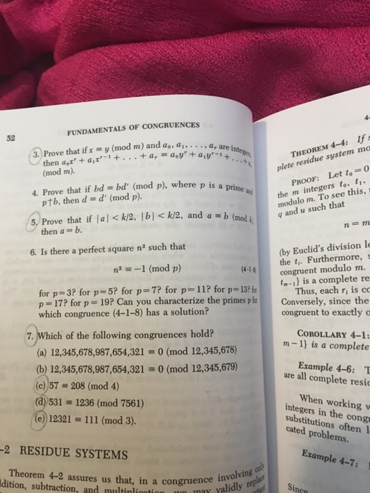 Solved FUNDAMENTALS OF CONGRUENCES THEOREM 4-4: Ifs plete | Chegg.com