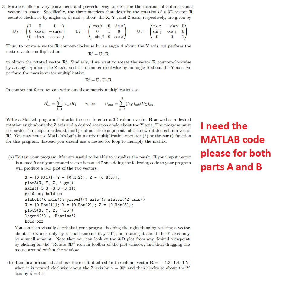 Solved 3. Matrices offer a very convenient and powerful way | Chegg.com