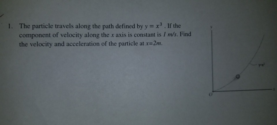Solved 1. The particle travels along the path defined by y = | Chegg.com