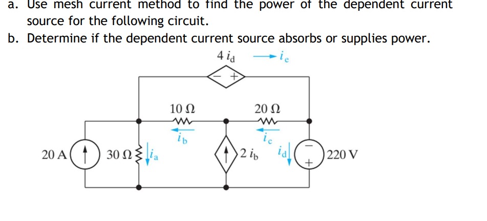 Solved a. ﻿Use mesh current method to find the power of the | Chegg.com
