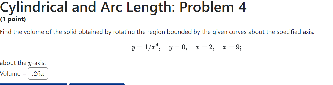 Solved Cylindrical and Arc Length: Problem 4 (1 point) Find | Chegg.com