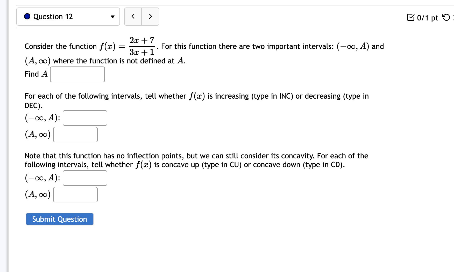 Solved Consider the function f(x)=3x+12x+7. For this | Chegg.com