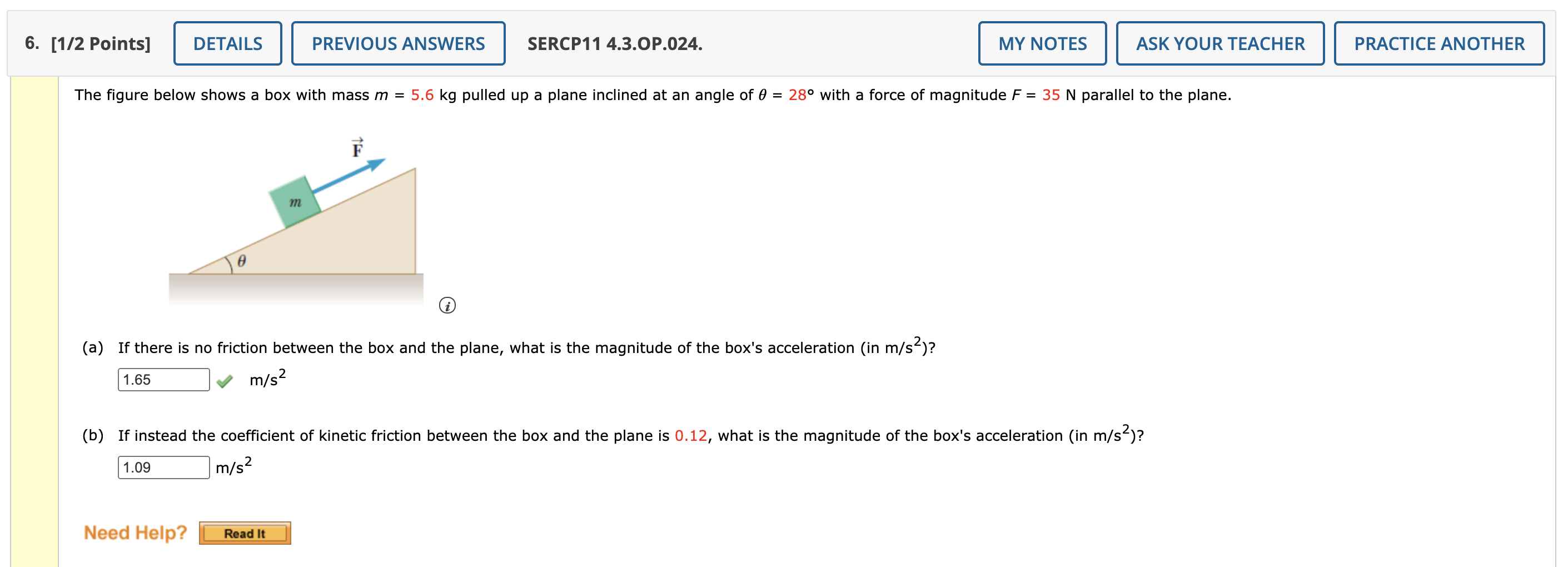 Solved 5. [2/3 Points) DETAILS PREVIOUS ANSWERS SERCP11 | Chegg.com