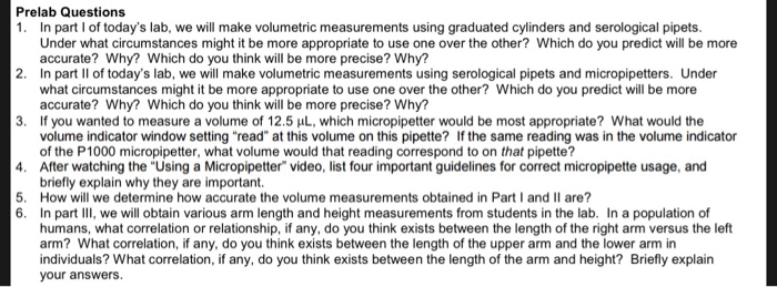 Solved Prelab Questions In part I of today's lab, we will | Chegg.com