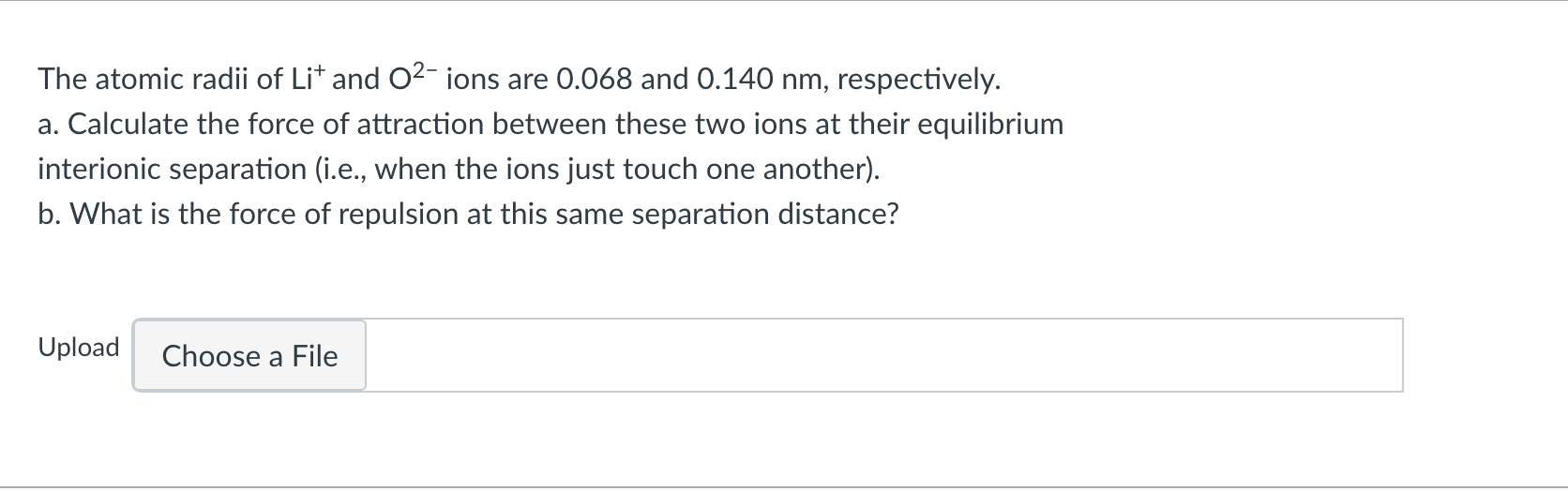 Solved The atomic radii of Li+and O2− ions are 0.068 and | Chegg.com
