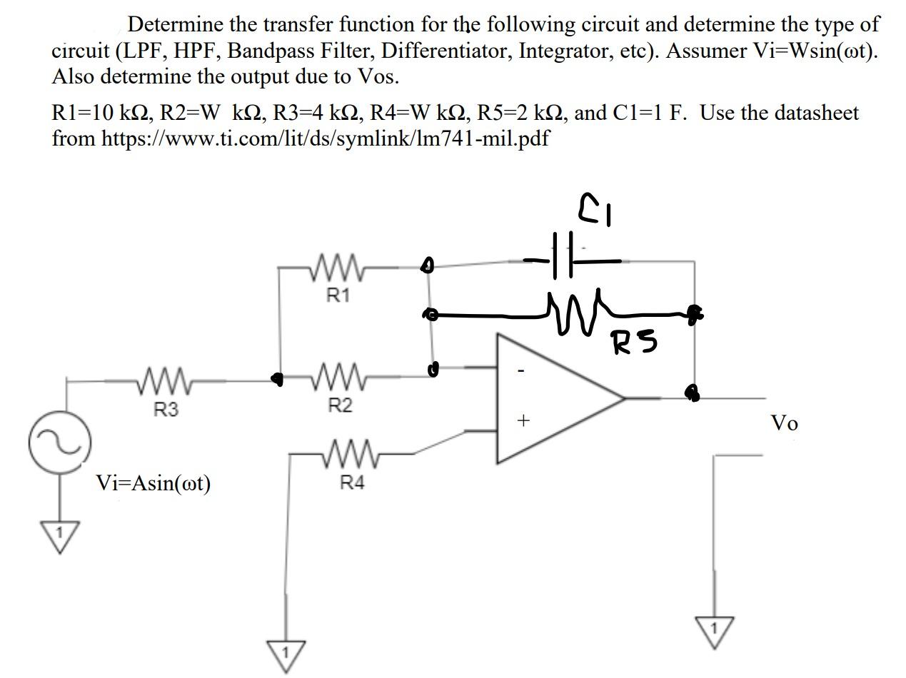 Solved Determine the transfer function for the following | Chegg.com