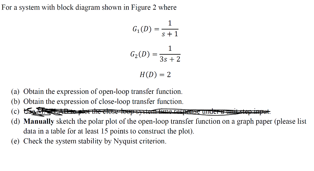 Solved For a system with block diagram shown in Figure 2 | Chegg.com