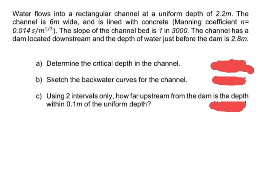 Solved Water flows into a rectangular channel at a uniform | Chegg.com