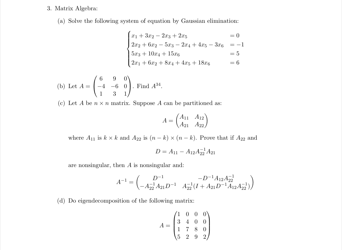 Solved (a) Solve the following system of equation by | Chegg.com