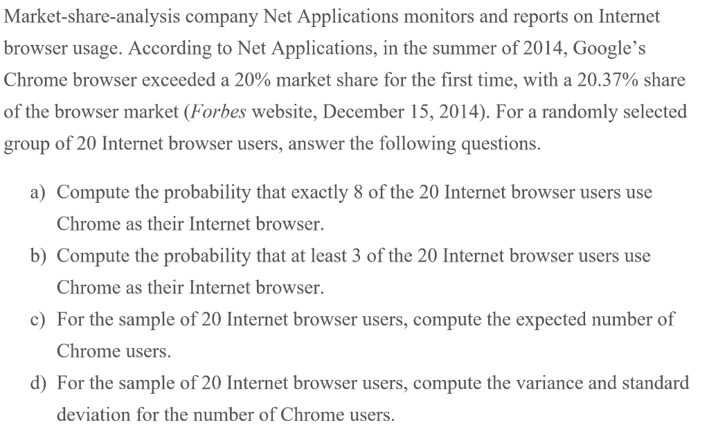 Solved Market-share-analysis company Net Applications | Chegg.com