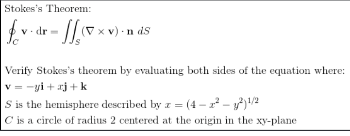 Solved Solve for Stokes's theorem by evaluating both sides | Chegg.com