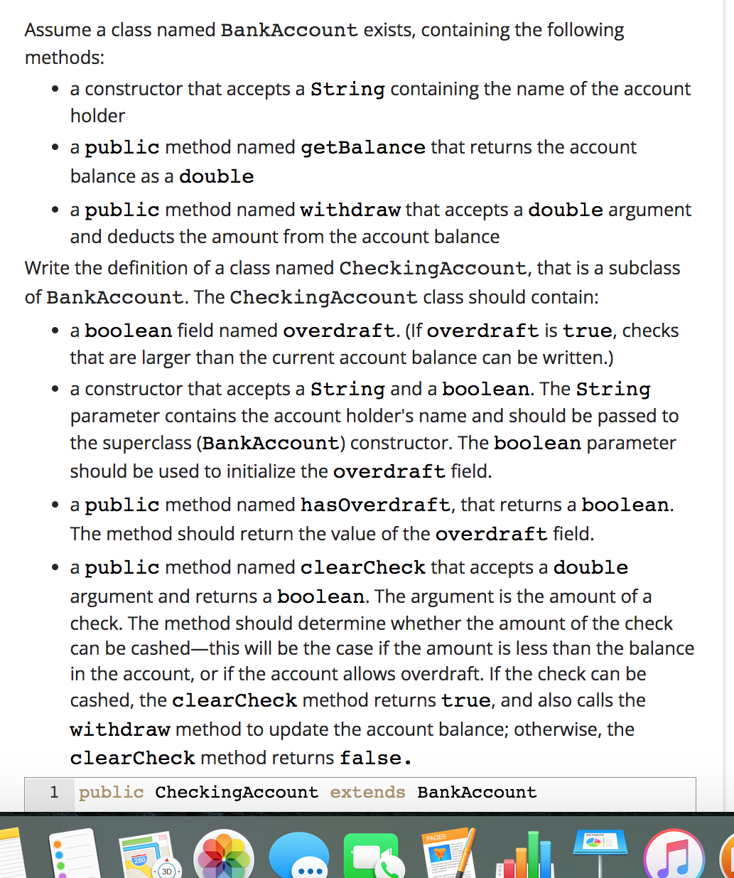 Solved Assume a class named BankAccount exists, containing | Chegg.com