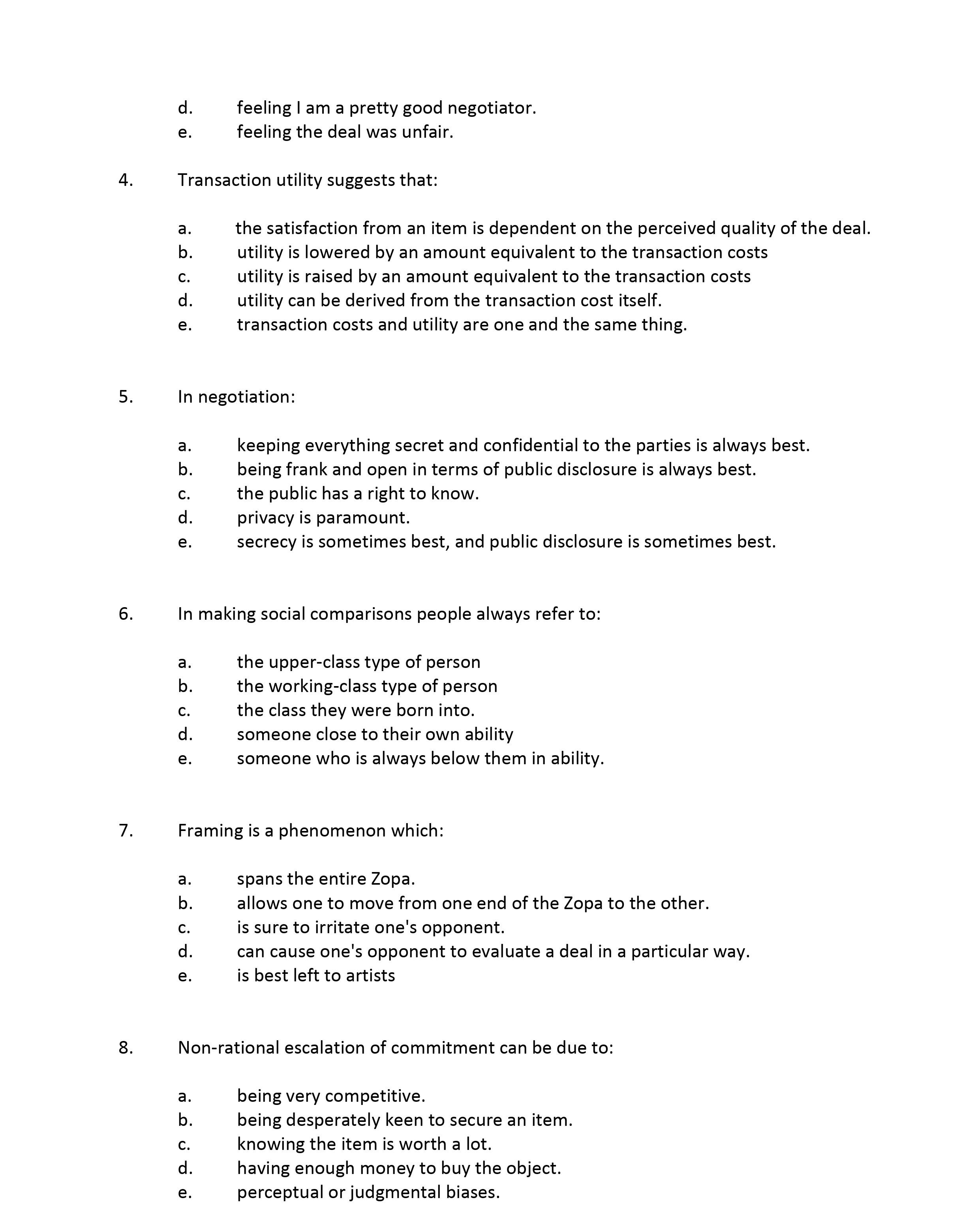 Solved 1 The Batna and reservation price: a. are one and the | Chegg.com