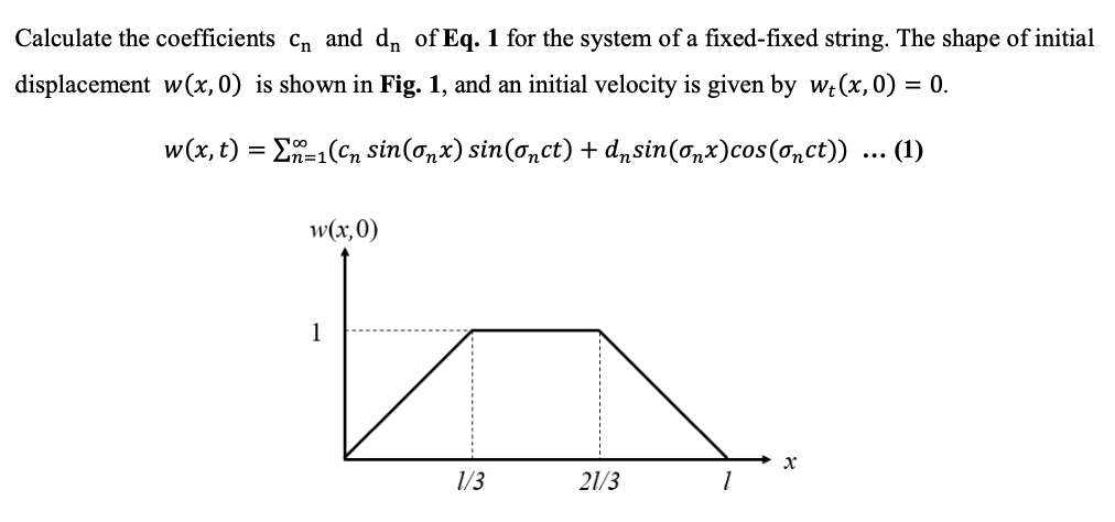 Calculate the coefficients cn and d₁ of Eq. 1 for the | Chegg.com