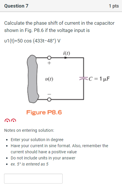Solved Calculate the phase shift of current in the capacitor | Chegg.com
