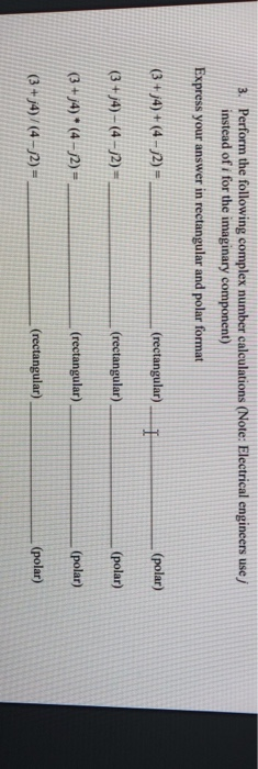 Solved 3. Perform the following complex number calculations | Chegg.com