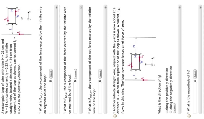 Solved A rectangular loop of wire with sides H = 22 cm and W | Chegg.com