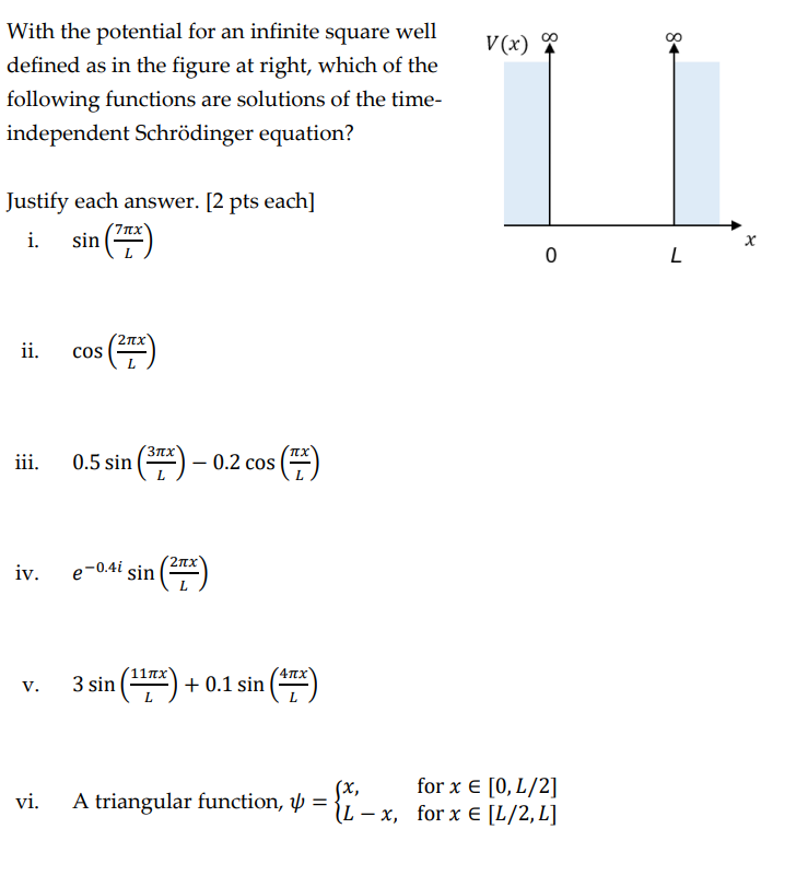 Solved With the potential for an infinite square well | Chegg.com