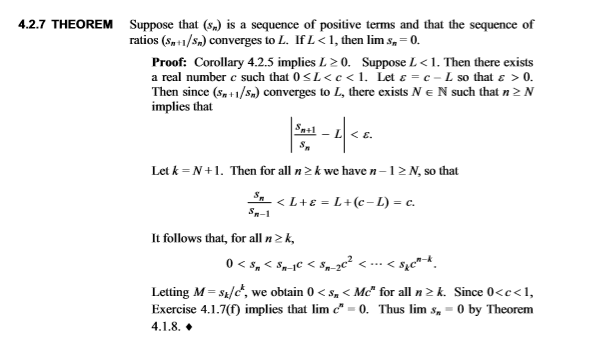Solved In the proof of Theorem 4.2.7 (the "ratio test"), why | Chegg.com