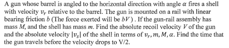 Solved A gun whose barrel is angled to the horizontal | Chegg.com