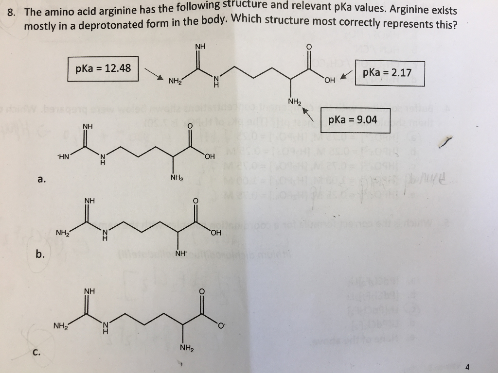 Solved Structure And Relevant 8 The Amino Acid Arginine Has