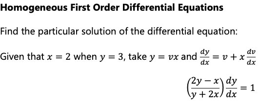 Solved Homogeneous First Order Differential Equations Find | Chegg.com