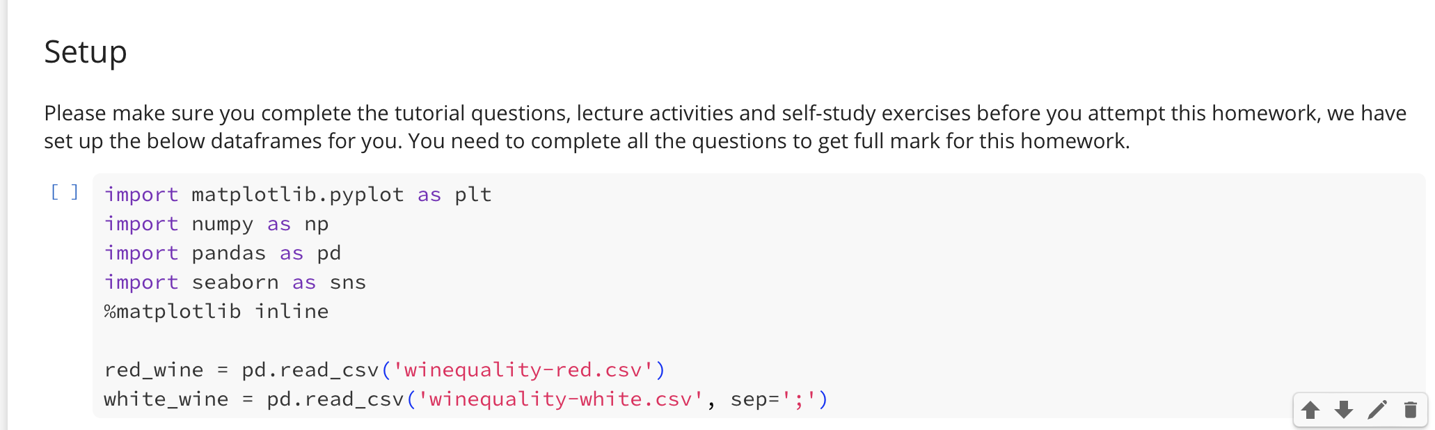 Solved Setup Please make sure you complete the tutorial | Chegg.com