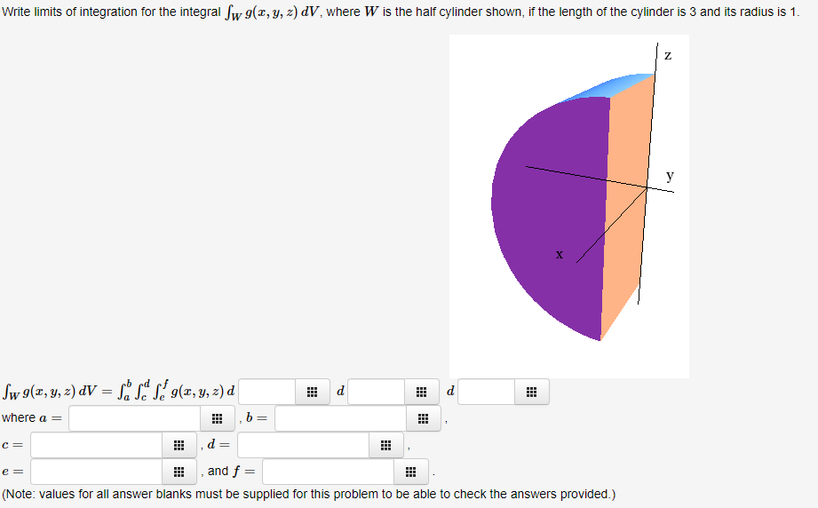 Solved Write limits of integration for the integral Jw | Chegg.com