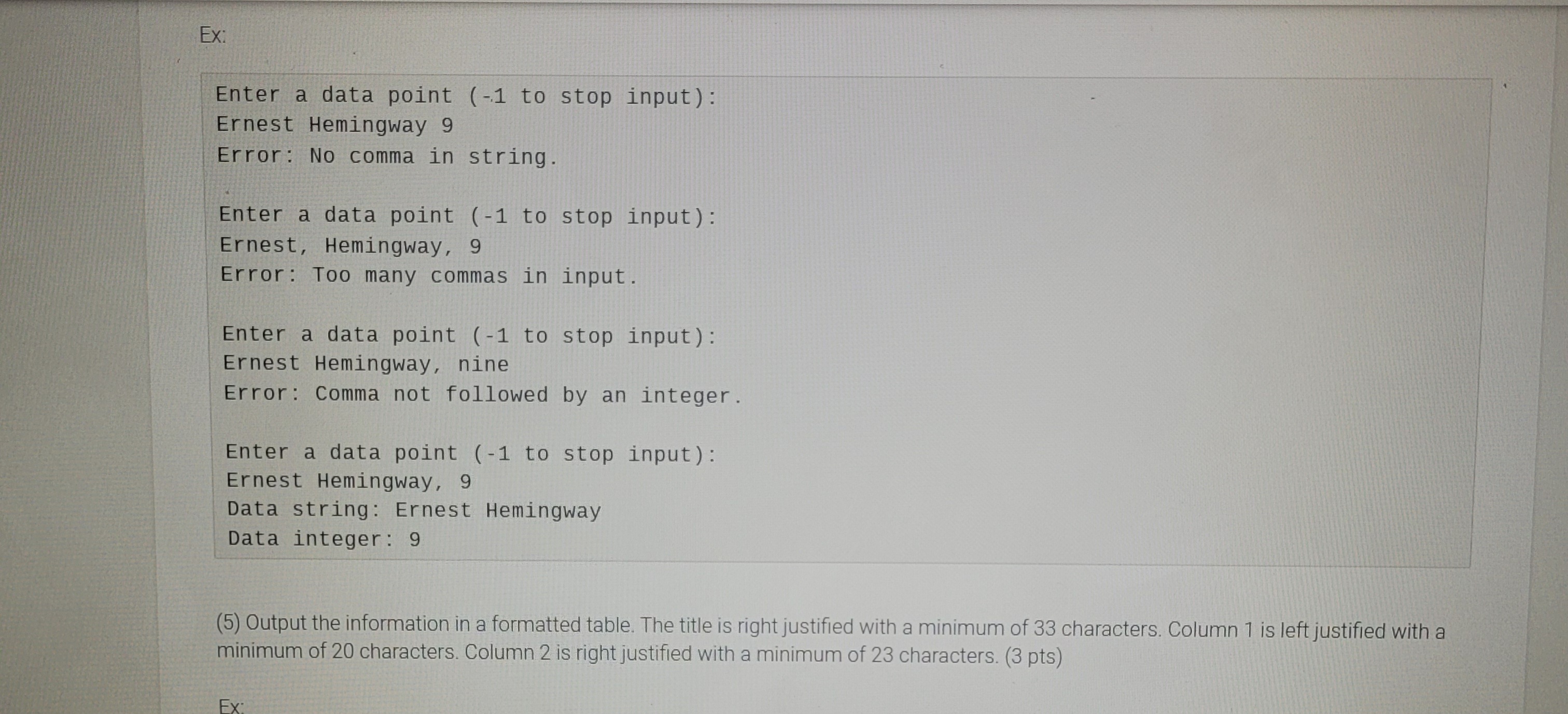 Solved (1) Prompt the user for a title for data. Output the | Chegg.com