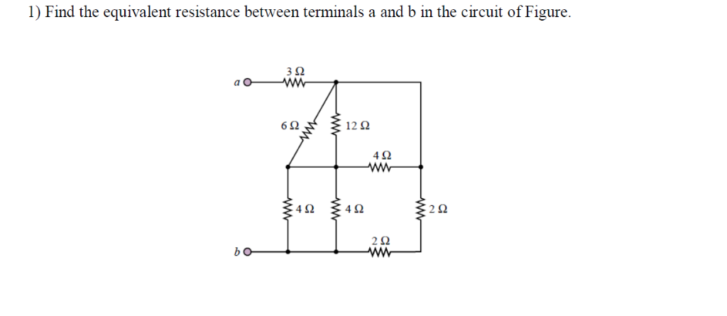 Solved 1) Find the equivalent resistance between terminals a | Chegg.com