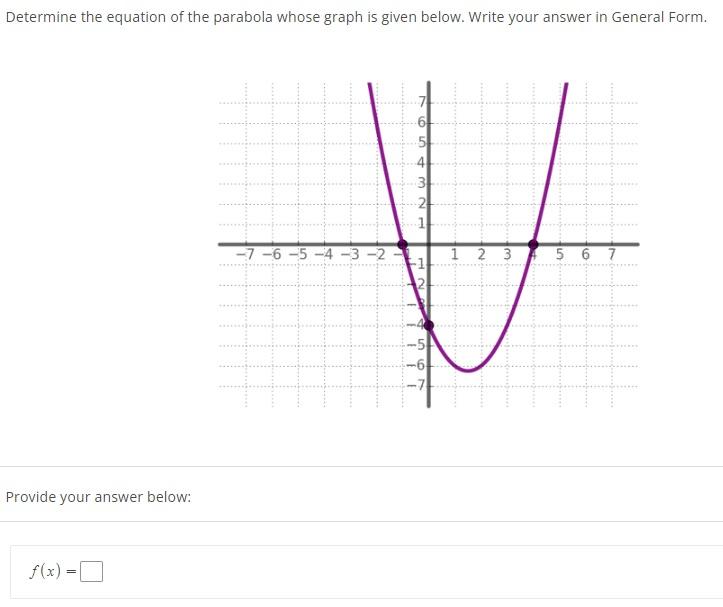 Solved Determine The Equation Of The Parabola Whose Graph Is